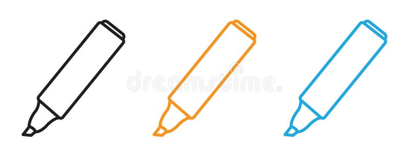 Highlighter Icon Thin Line Illustration Set Stock Vector - Illustration ...