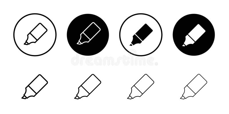 Highlighter Icon Outline Vector for Web Ui Stock Illustration ...