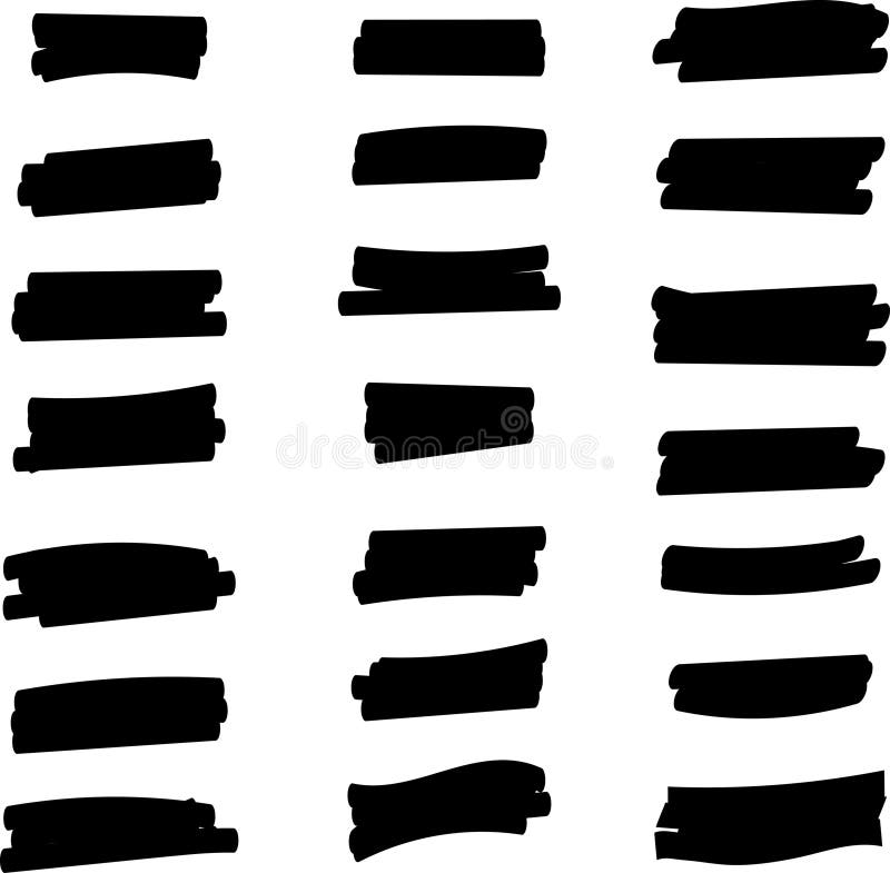 Highlighter Line Marker Strokes Lines Vector. Watercolor Hand Drawn ...