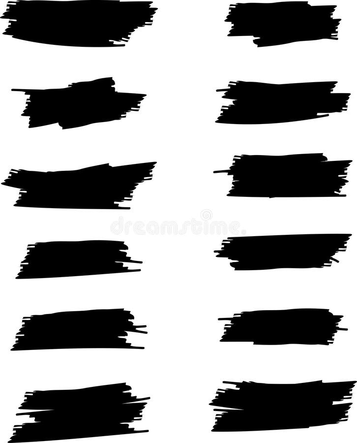 Highlighter Line Marker Strokes Lines Vector. Watercolor Hand Drawn ...