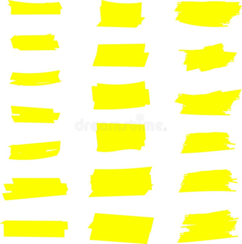 Highlighter Line Marker Strokes Lines Vector. Watercolor Hand Drawn ...