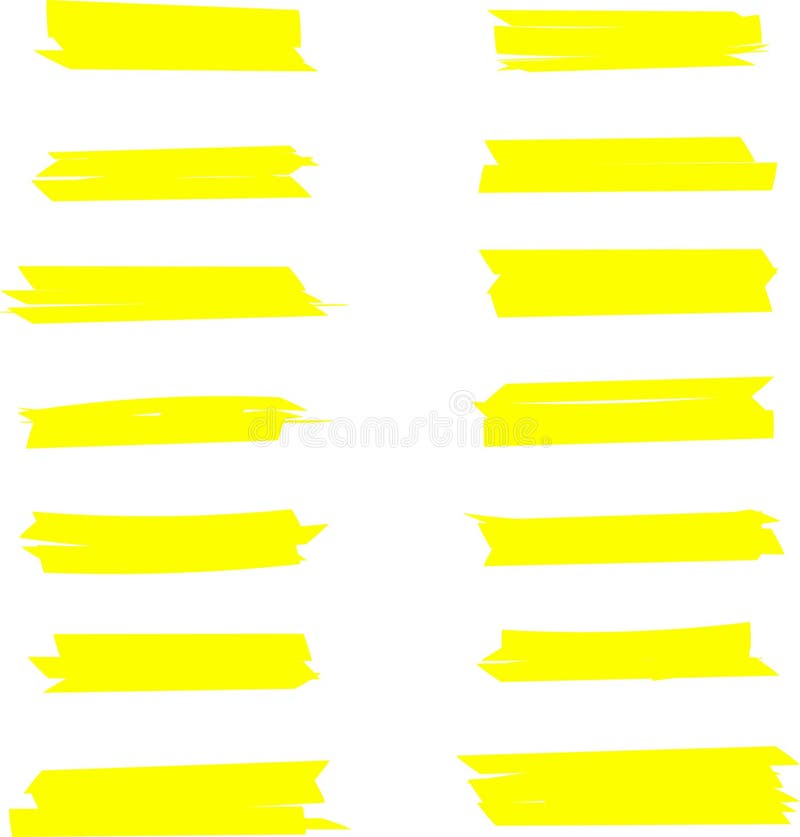 Highlighter Line Marker Strokes Lines Vector. Watercolor Hand Drawn ...