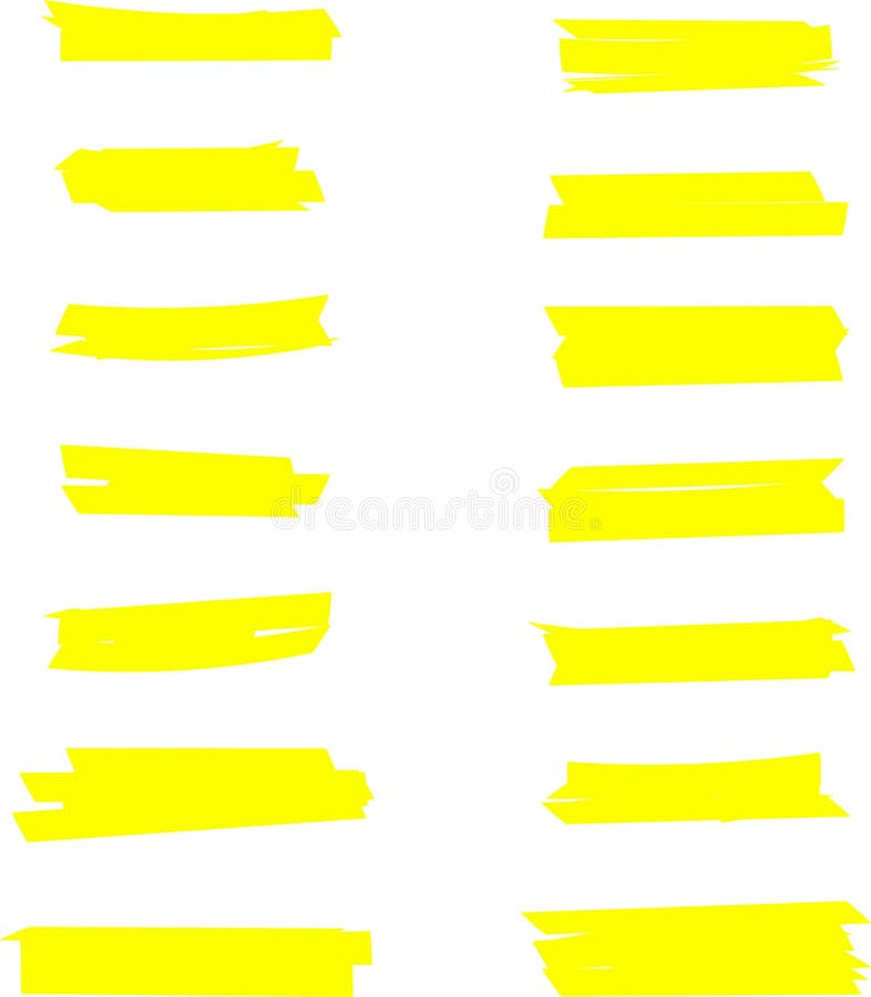 Highlighter Line Marker Strokes Lines Vector. Watercolor Hand Drawn ...