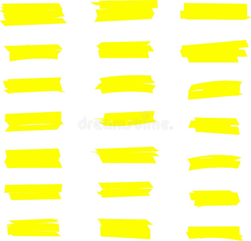 Highlighter Line Marker Strokes Lines Vector. Watercolor Hand Drawn ...