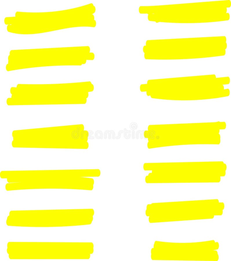 Highlighter Line Marker Strokes Lines Vector. Watercolor Hand Drawn ...