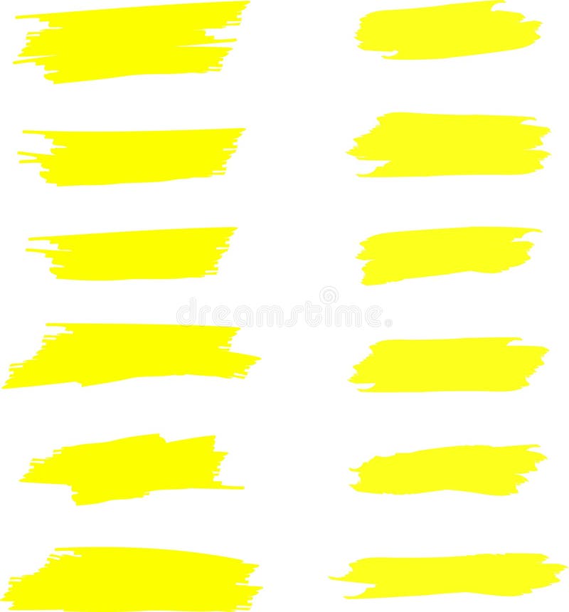 Highlighter Line Marker Strokes Lines Vector. Watercolor Hand Drawn ...