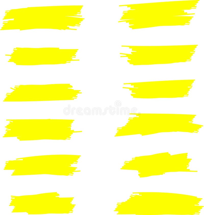 Highlighter Line Marker Strokes Lines Vector. Watercolor Hand Drawn ...