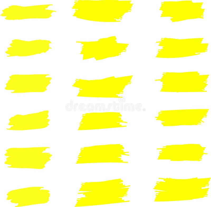 Highlighter Line Marker Strokes Lines Vector. Watercolor Hand Drawn ...
