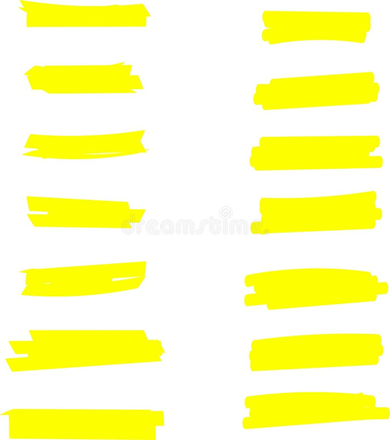 Highlighter Line Marker Strokes Lines Vector. Watercolor Hand Drawn ...