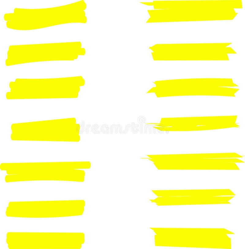 Highlighter Line Marker Strokes Lines Vector. Watercolor Hand Drawn ...