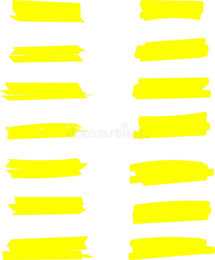 Highlighter Line Marker Strokes Lines Vector. Watercolor Hand Drawn ...