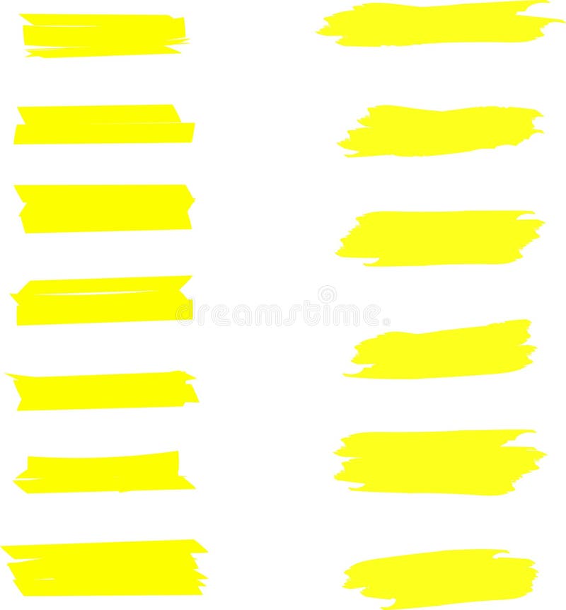 Highlighter Line Marker Strokes Lines Vector. Watercolor Hand Drawn ...