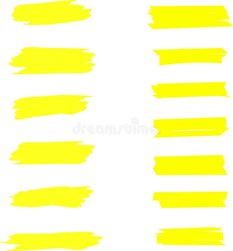 Highlighter Line Marker Strokes Lines Vector. Watercolor Hand Drawn ...