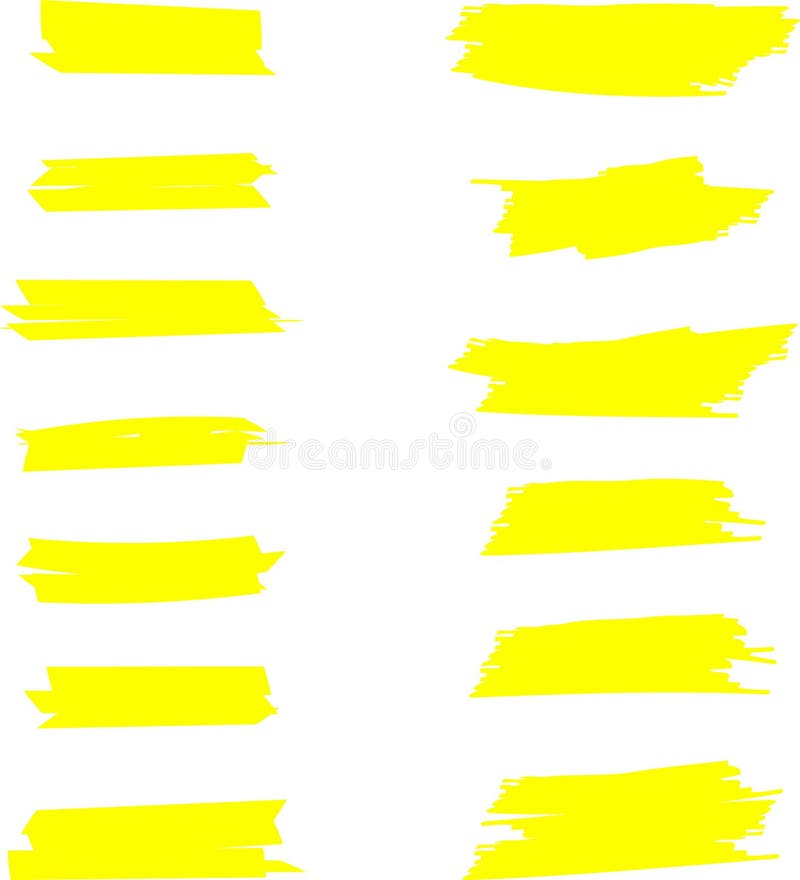 Highlighter Line Marker Strokes Lines Vector. Watercolor Hand Drawn ...