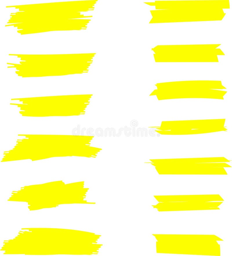 Highlighter Line Marker Strokes Lines Vector. Watercolor Hand Drawn ...