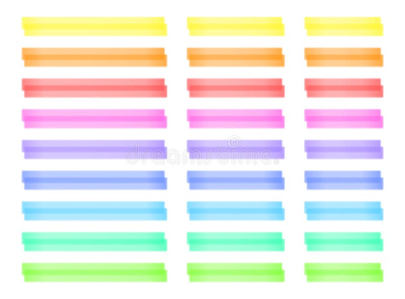 Highlighter Lines Set, Pen Marker Stripes, Transparent Brush Lines ...