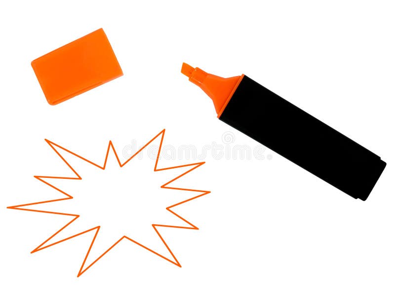 Highlighter Pen Orange, with Copyspace Shape Stock Image - Image of ...