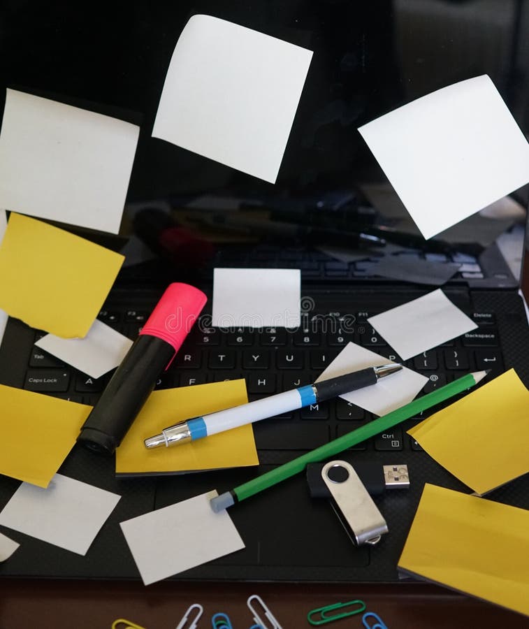 Highlighter, Pen, Pencil, and Sticky Notes Stock Photo - Image of ...