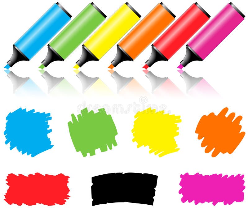 Highlighter Pen with Scribbles Stock Vector - Illustration of canvas ...
