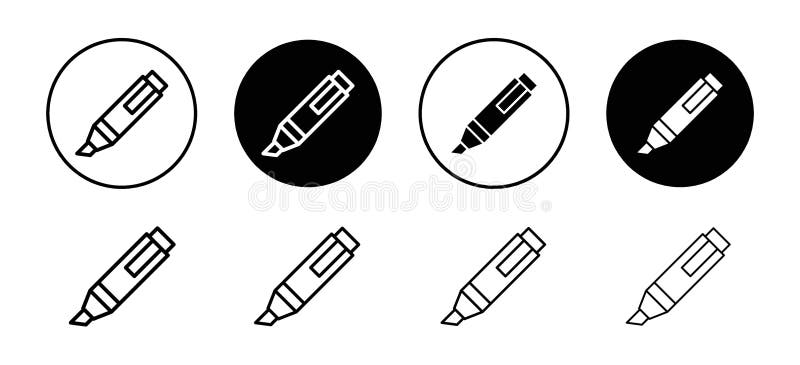 Highlighter Vector Icon Set Collection. Highlighter Outline Flat Icon ...