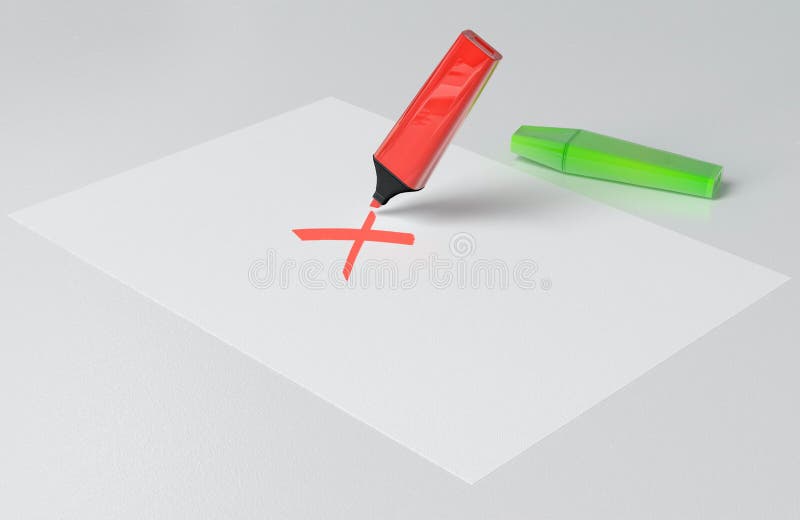 Highlighter Writing on the White Sheet of Paper. 3D Illustration Stock ...