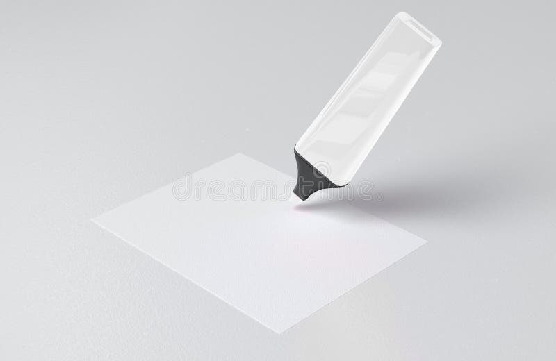 Highlighter Writing on the White Sheet of Paper. 3D Illustration Stock ...