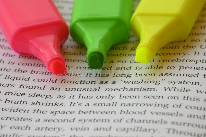 Highlighters for Efficient Highlighting Technique To Study Stock Photo ...