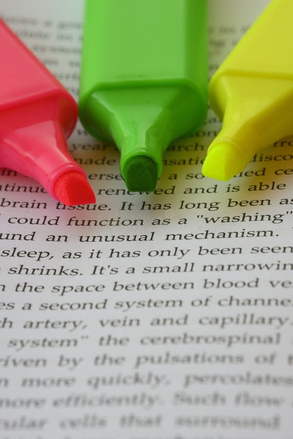 Highlighters for Efficient Highlighting Technique To Study Stock Photo ...