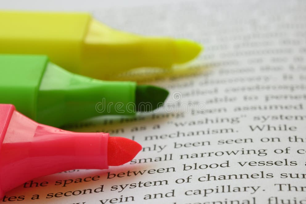 Highlighters for Efficient Highlighting Technique To Study Stock Image ...