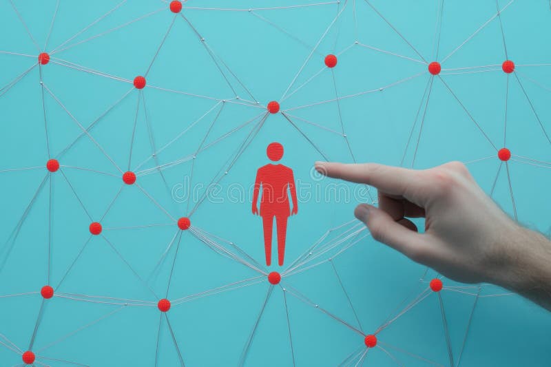 Highlighting the Chosen Individual in a Network Stock Illustration ...