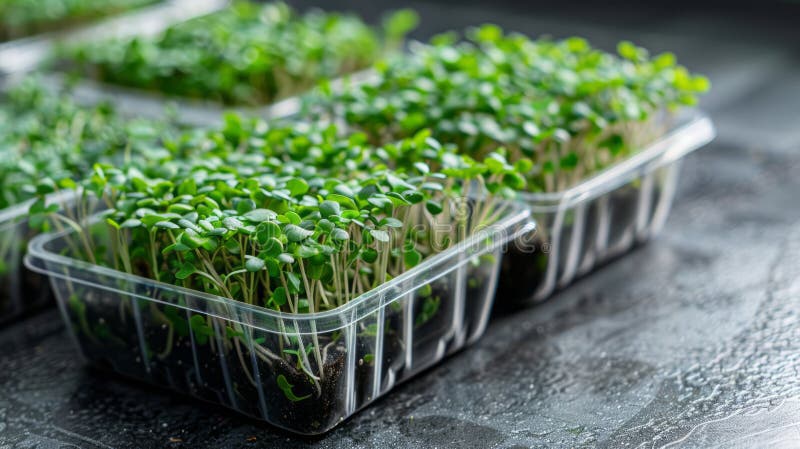 Compostable Containers for Microgreens Stock Illustration ...