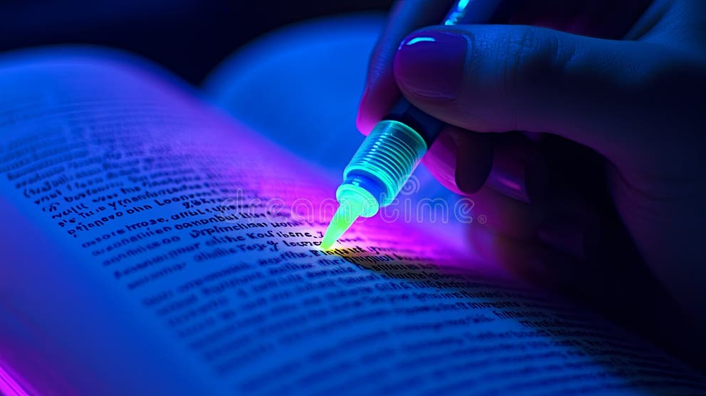 Highlighting Key Points: Close-up of a Hand Using a Neon Highlighter ...
