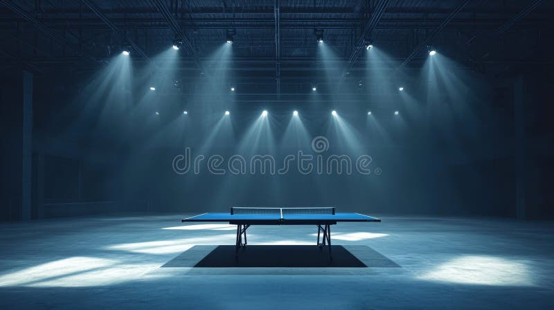 Highlights Illuminate a Table Tennis Scene Against a Dark Background ...