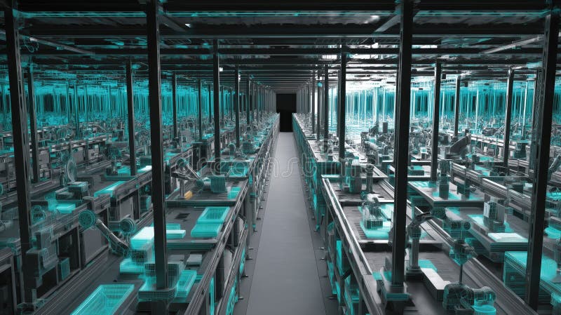 Futuristic Robotic Assembly Line GenerativeAI Stock Photo - Image of ...