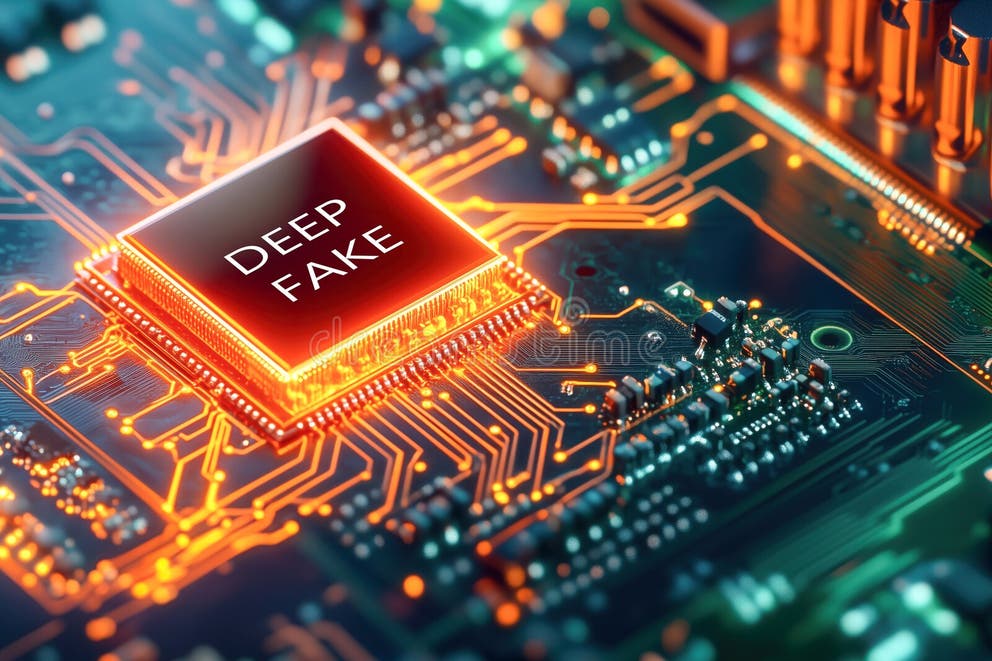 Deep Fake Computer Chip Misinformation AI Technology Stock Illustration ...