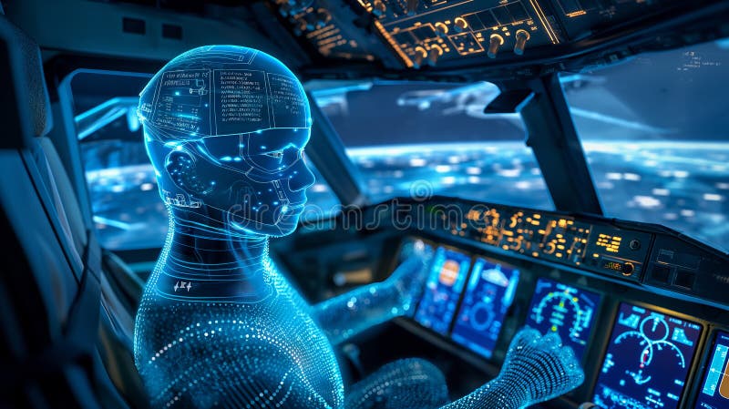 A Highly Advanced Digital Pilot Controls an Aircraft with Illuminated ...