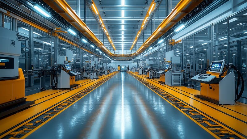 Futuristic Automated Furniture Assembly Line Stock Illustration ...