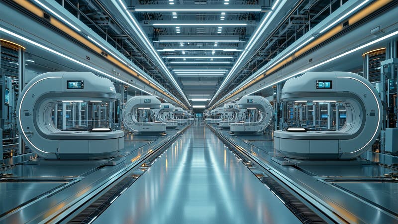 Futuristic Automated Furniture Assembly Line Stock Illustration ...