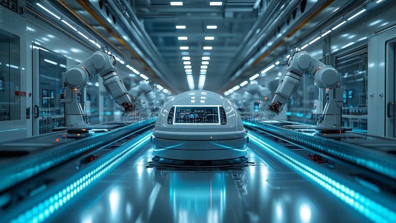 Futuristic Automated Furniture Assembly Line Stock Illustration ...