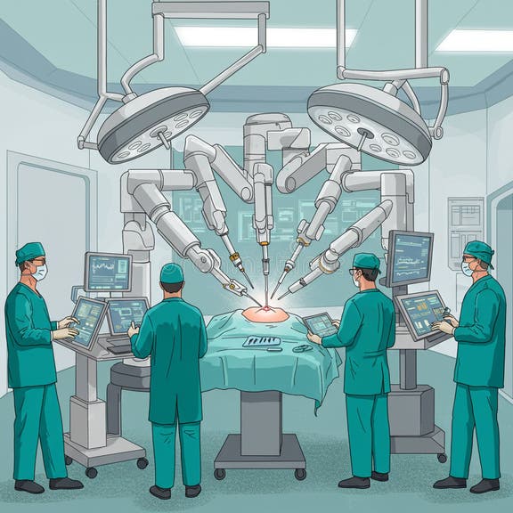 A Highly Advanced Surgical Operation is Taking Place with the Use of a ...