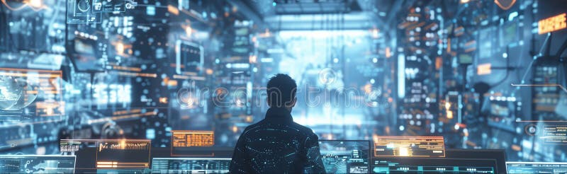 Highly Automated Work Environment. Engineer in Foreground. Stock ...