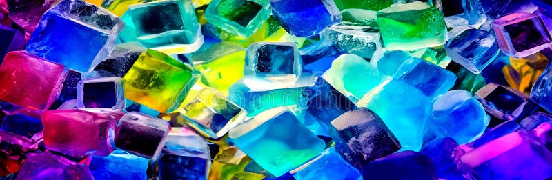 A Highly Coloured Image of Rainbow Coloured Ice Cubes Shown in a ...
