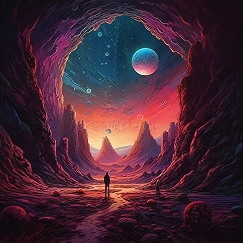 Highly creative cosmic art stock illustration. Illustration of lake ...