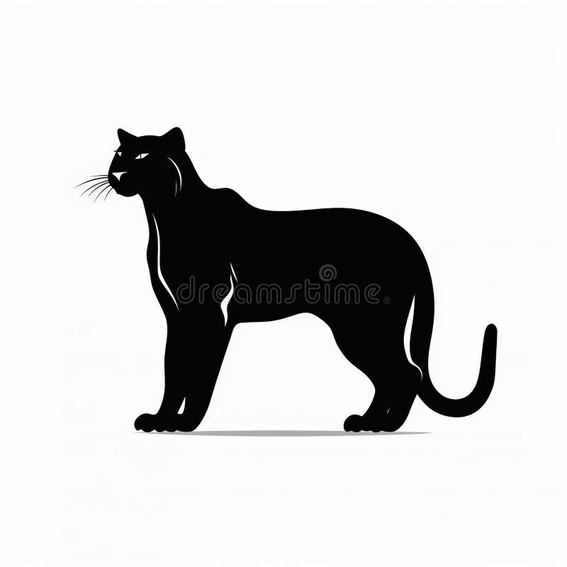Adorable Panther Silhouette Vector Drawing - Full Height Side View ...