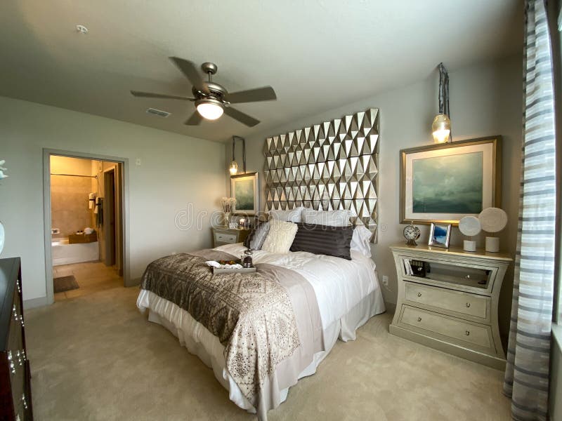 A Highly Decorated Bedroom in a Model of an Apartment Complex Editorial ...