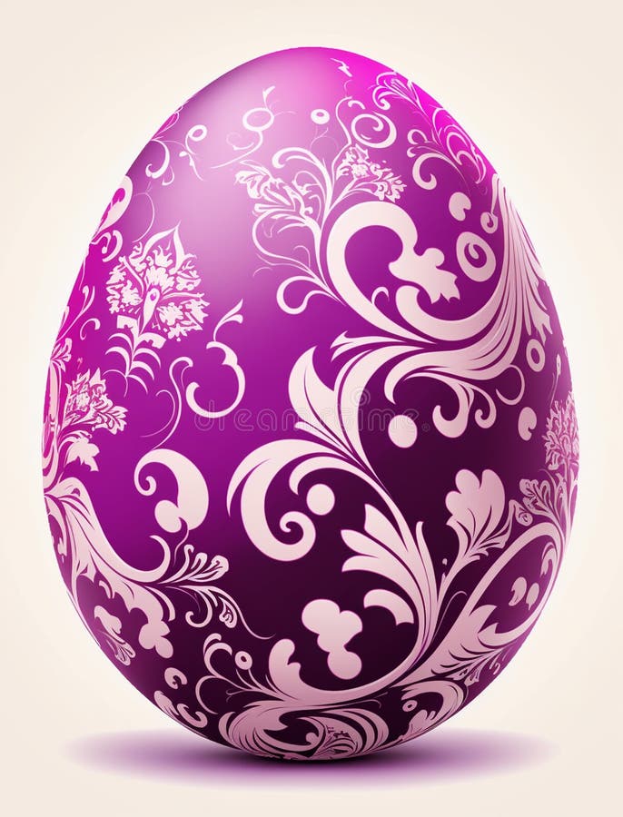 Highly Decorated Violet Easter Egg with White Pattern and Purple ...
