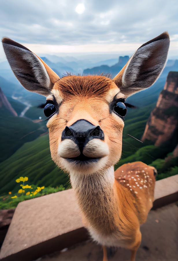 Highly Defined Macro Photography Selfie of a Cute Deer Face Close Up ...