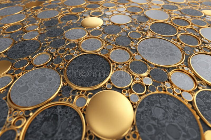 Abstract Metallic Grey and Gold Circles Stock Illustration ...