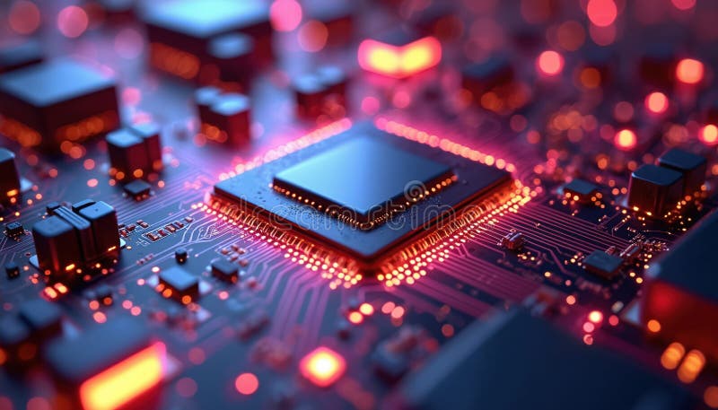 Highly Detailed AI Supercomputer Circuit Board, Close-up View, CPU GPU ...