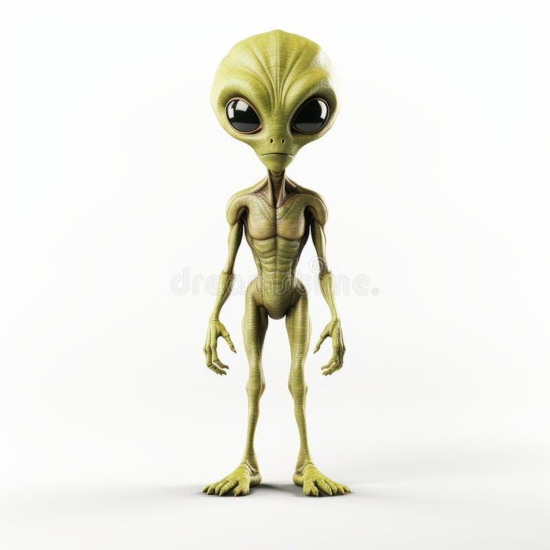 Highly Detailed Alien Standing on White Background Stock Illustration ...